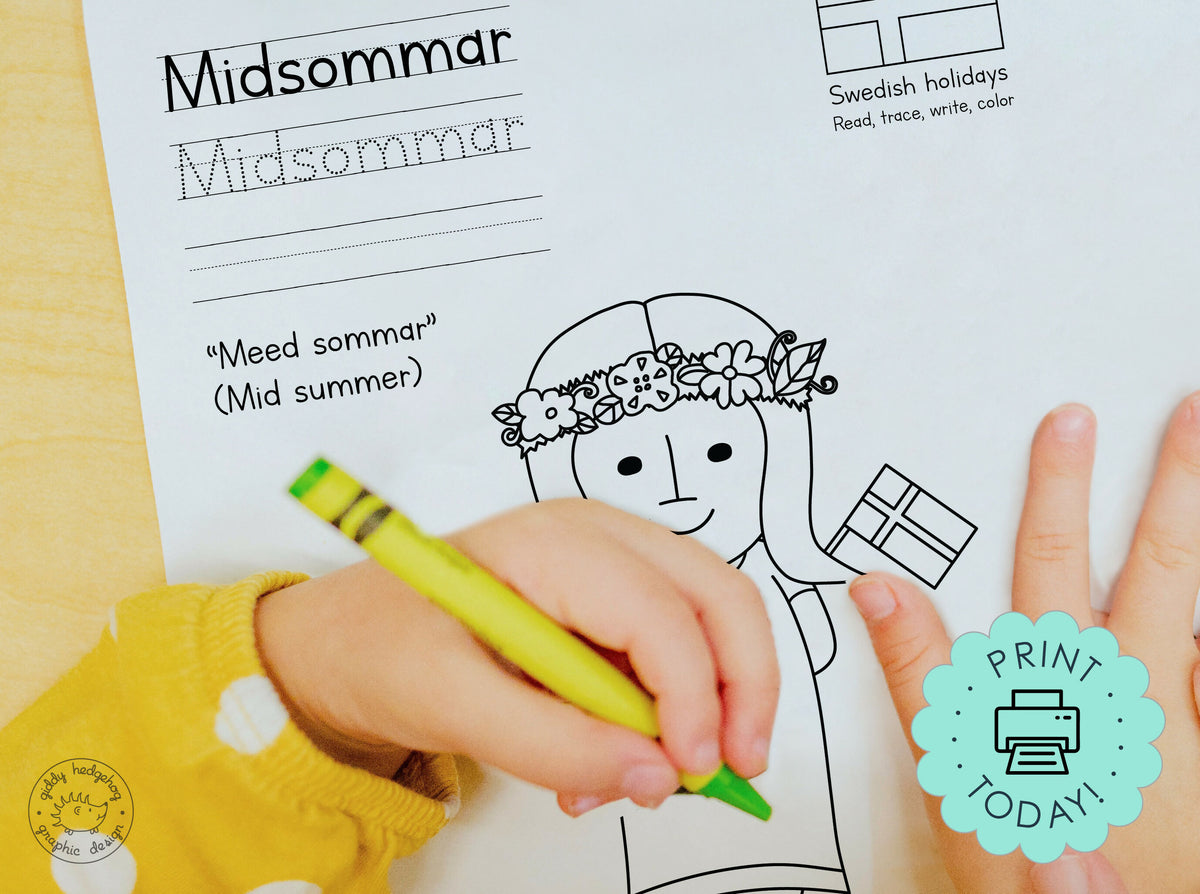 Midsummer coloring, Sweden Coloring Page, Midsommar Pyssel, Midsumm...