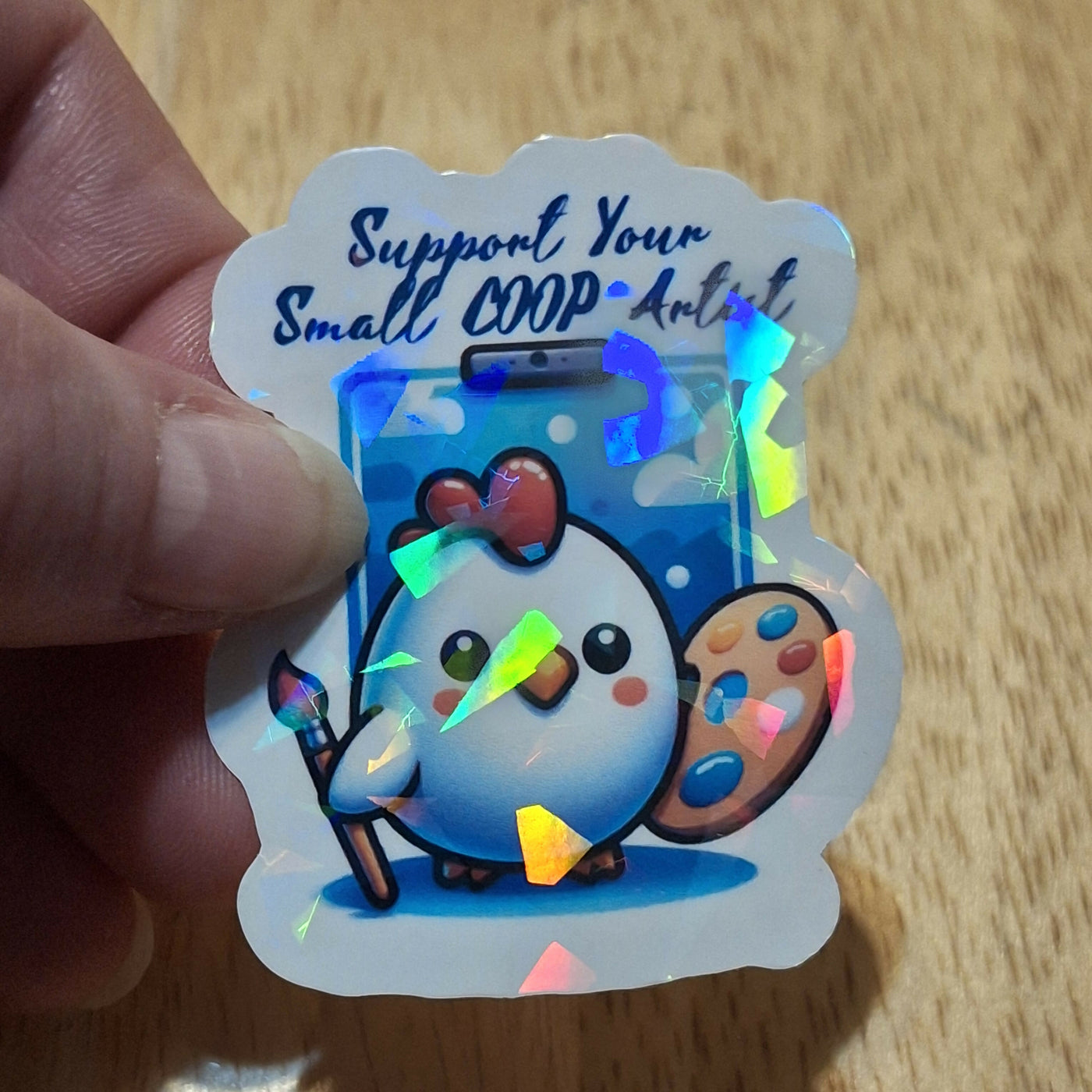 Artistic Chick - Cartoon Chicken Artist Vinyl Sticker / Decal - Wat...