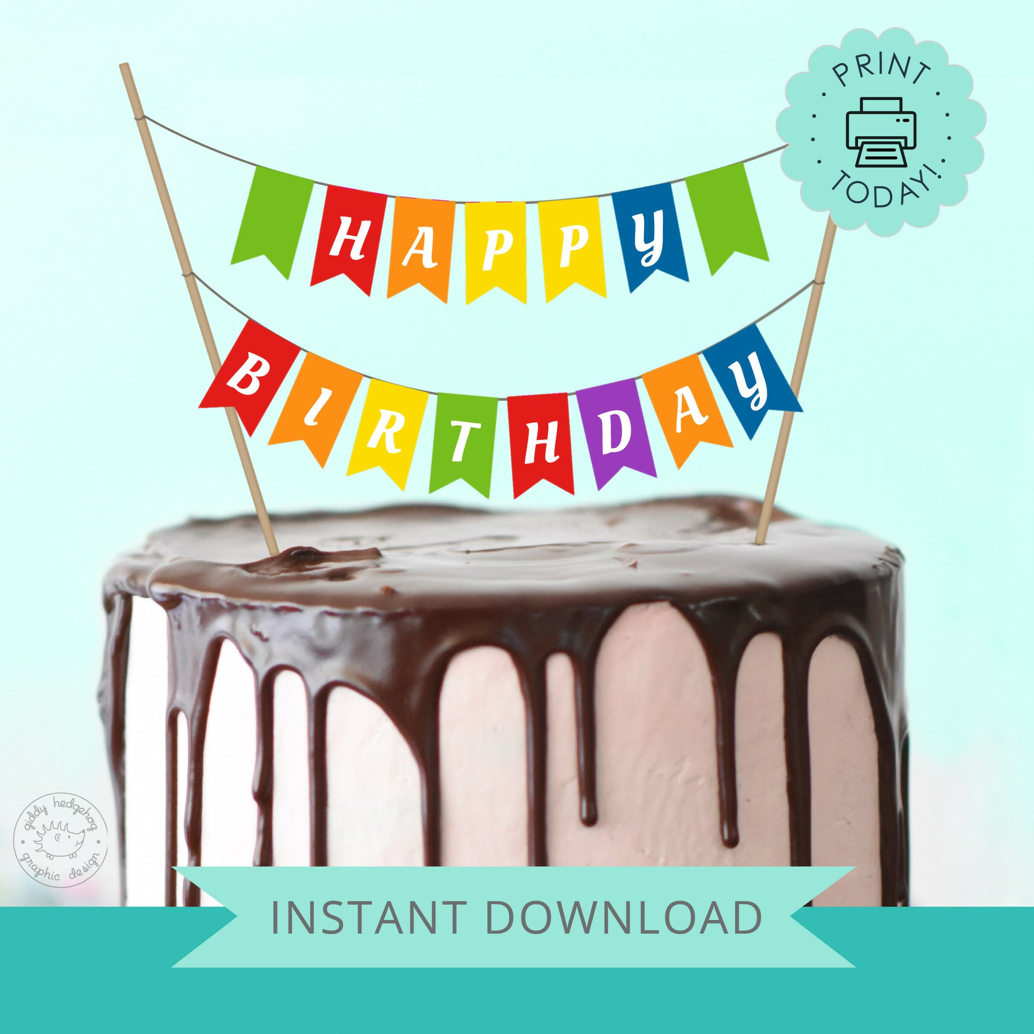 Bunting cake topper, Birthday cake topper, Happy birthday cake, Bir...