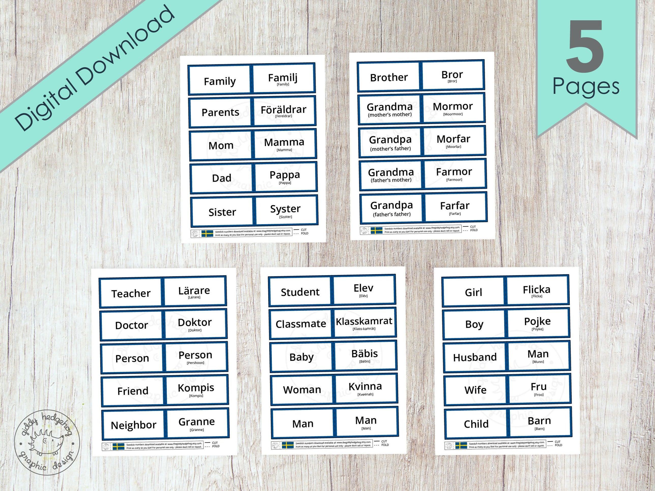DIY, Printable Swedish, Swedish Flashcards, Sweden Country, Teach K...