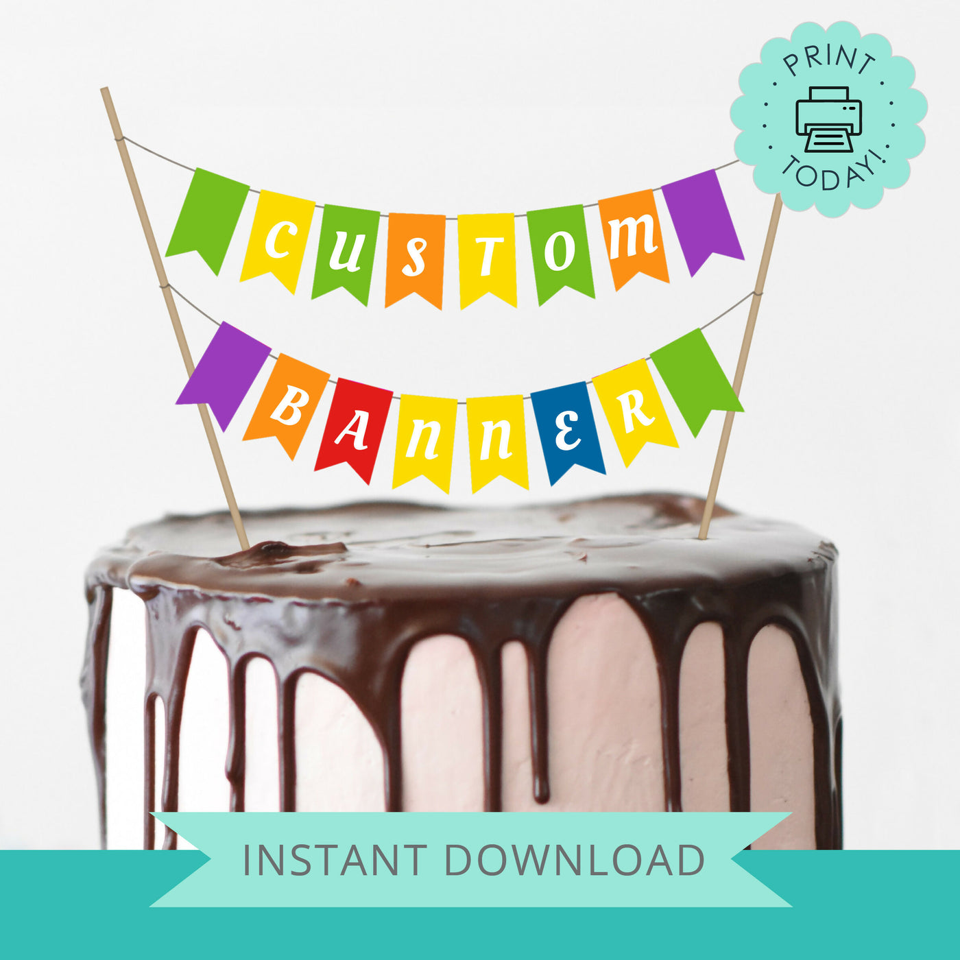 Bunting cake topper, Birthday cake topper, Happy birthday cake, Bir...