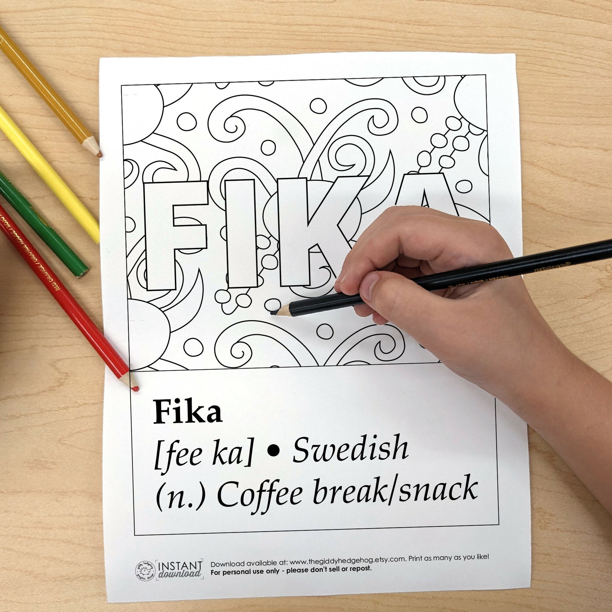 Printable Coloring Page, Learn Swedish, Tracing Page, Swedish Words...