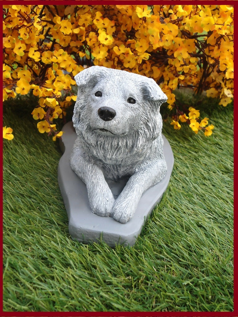 Border Collie Concrete Statue garden Decor, pet loss memorial dog l...