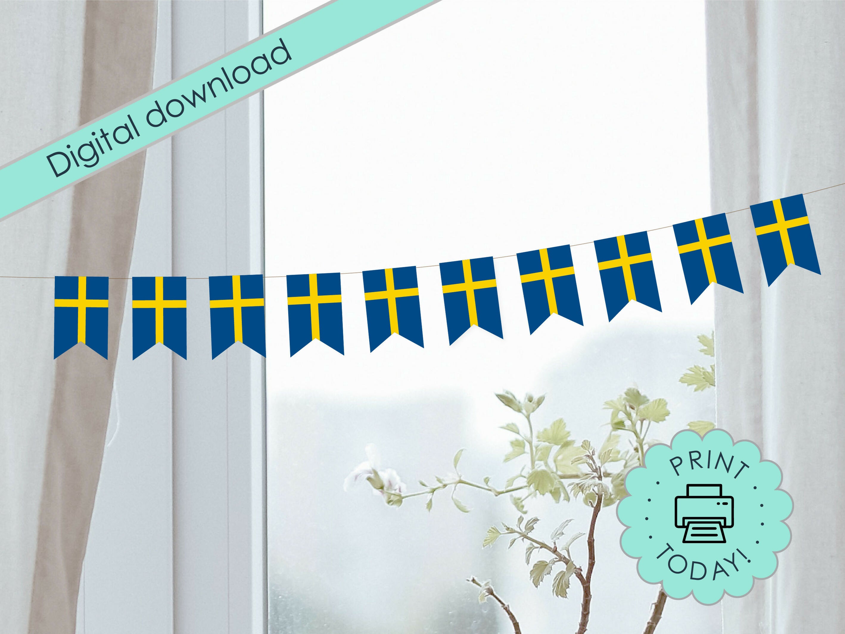 Swedish flag banner, Swedish Midsummer, Midsummer Party, Midsummer ...