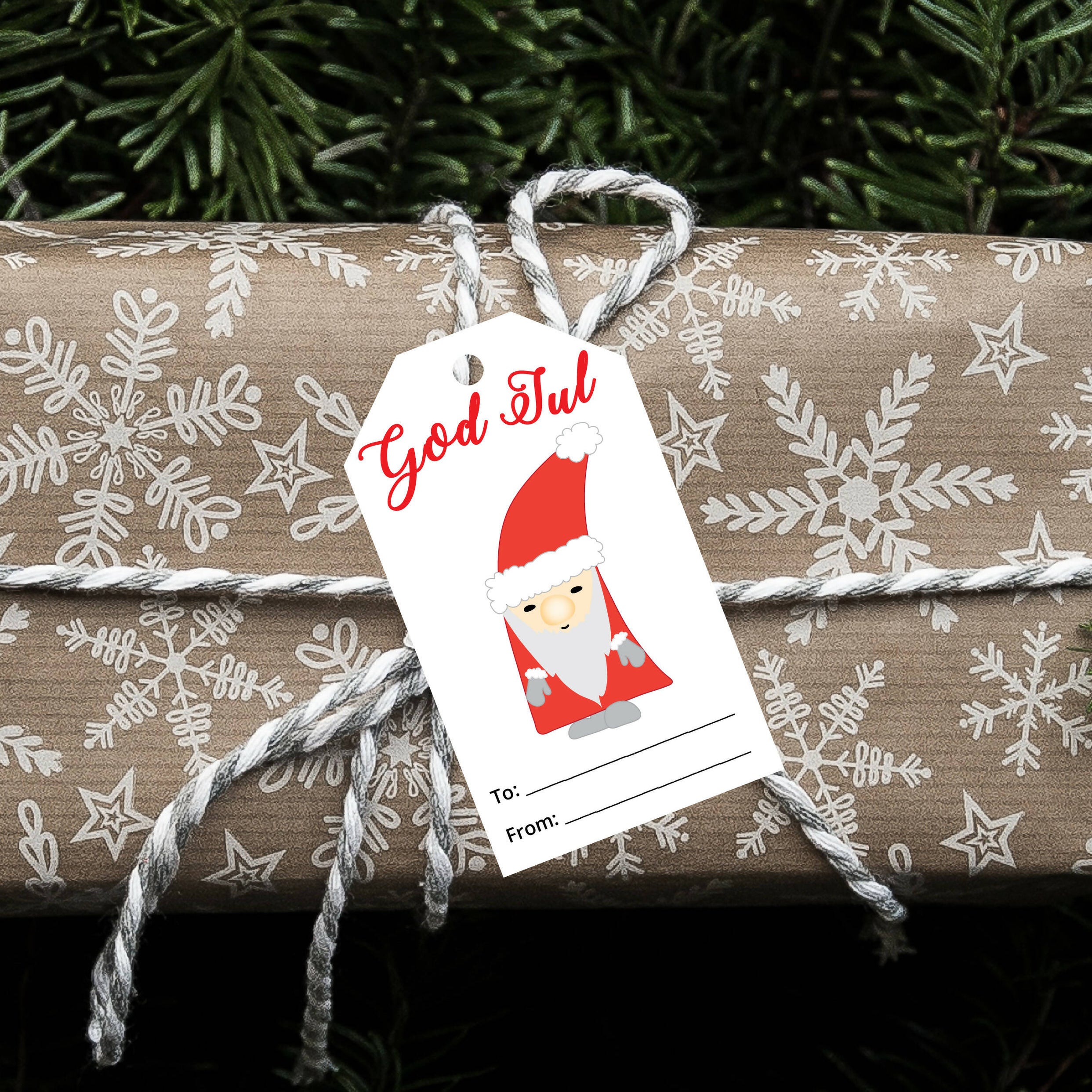 DIY Printable Swedish Christmas Gift Tags, TO FROM Present Labels F...