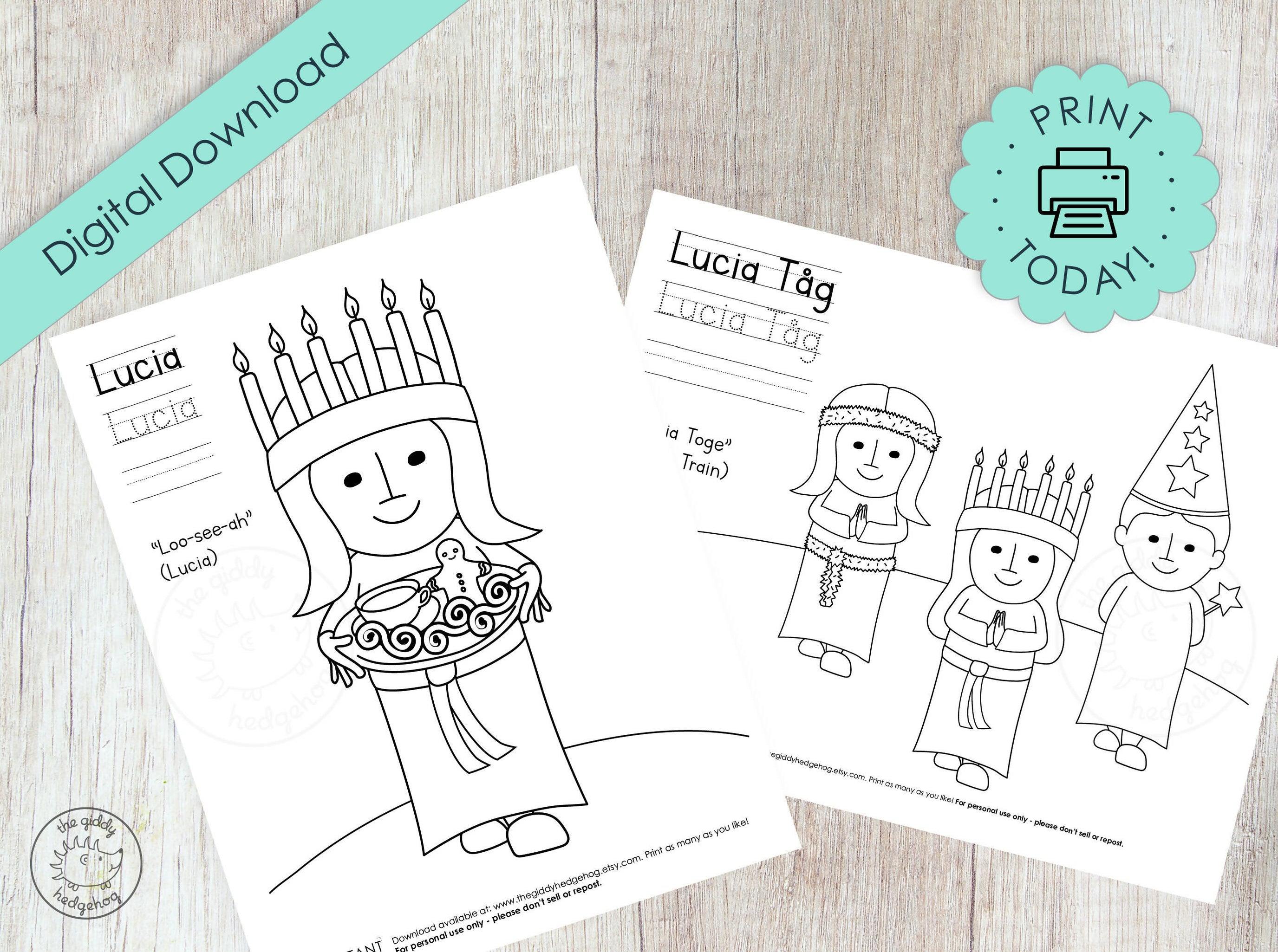 DIY Printable St Lucia Coloring Page, Swedish Kids, Saint Lucia, Sa...