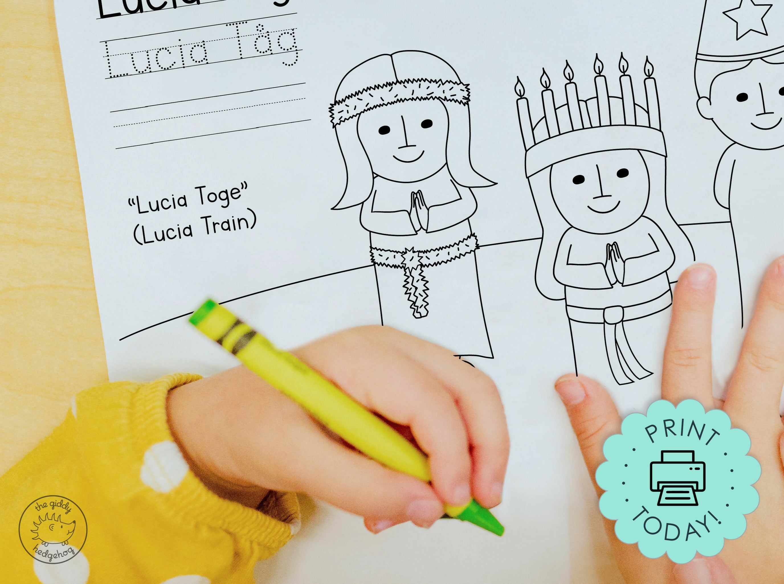 DIY Printable St Lucia Coloring Page, Swedish Kids, Saint Lucia, Sa...