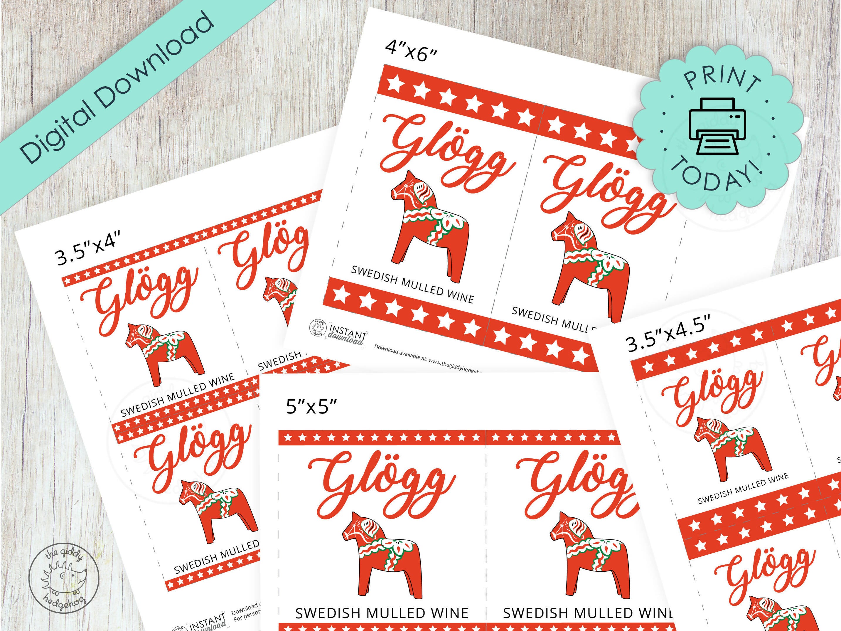 Printable DIY Mulled Wine Bottle Label, Swedish Glögg Bottle Sticke...