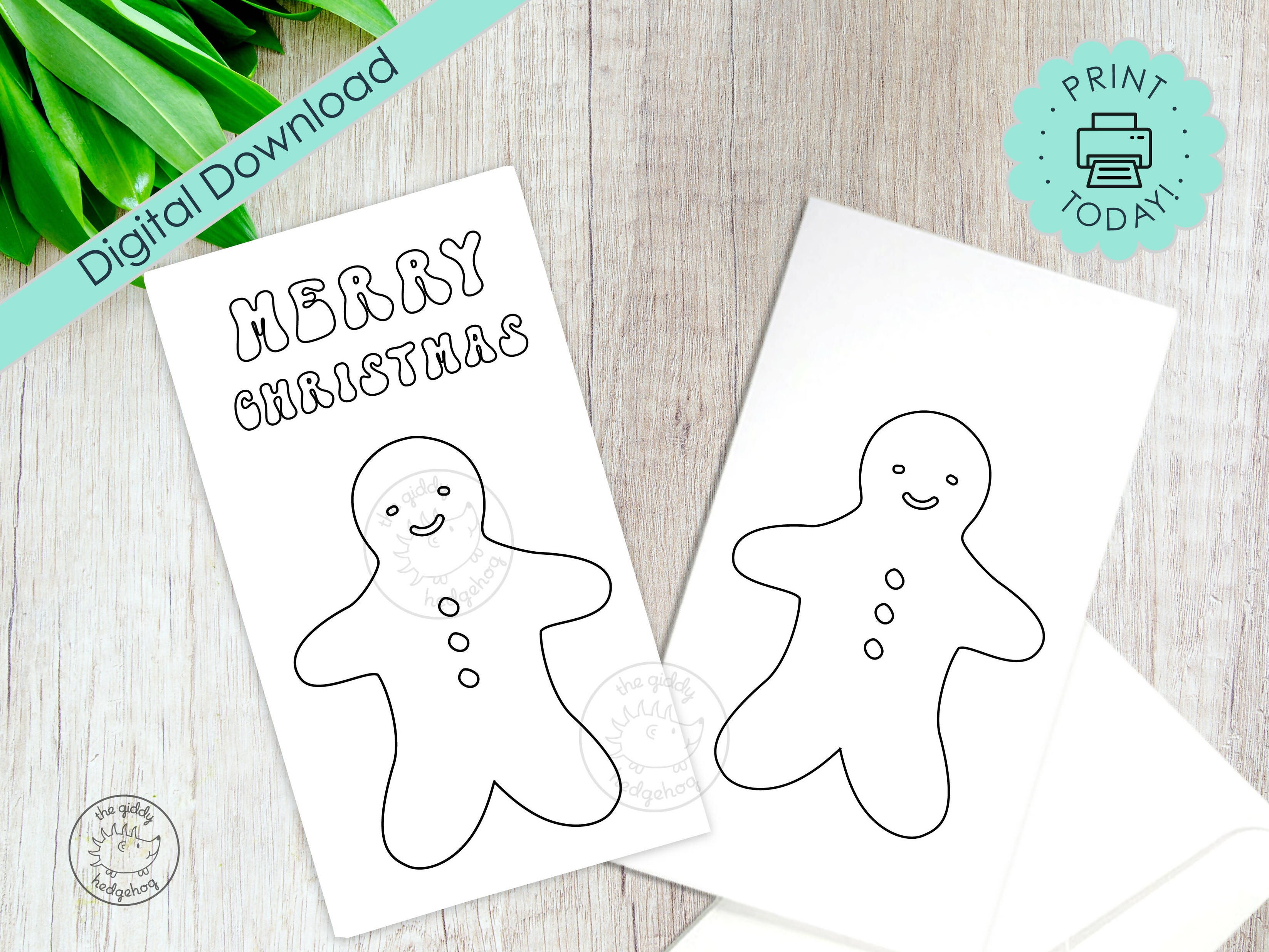 DIY Printable Holiday Gingerbread Man Coloring Page Greeting Card f...
