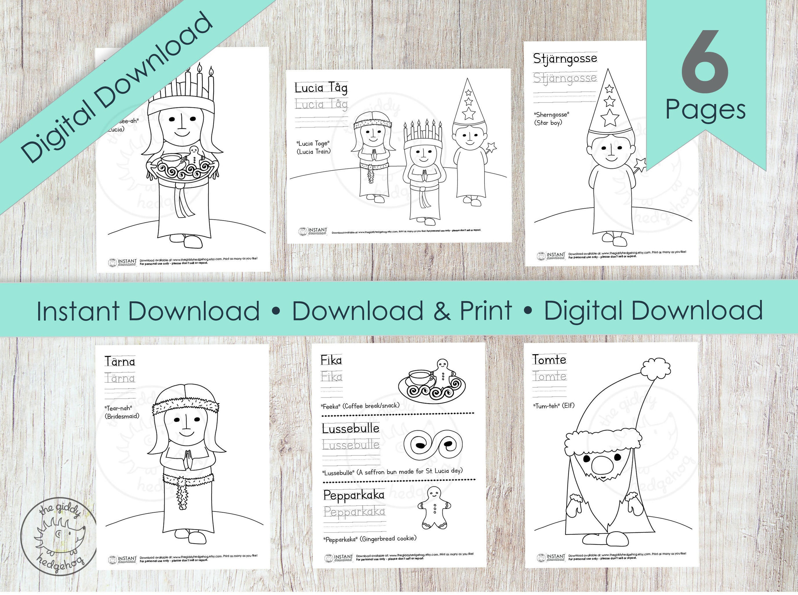 DIY Printable St Lucia Coloring Page, Swedish Kids, Saint Lucia, Sa...