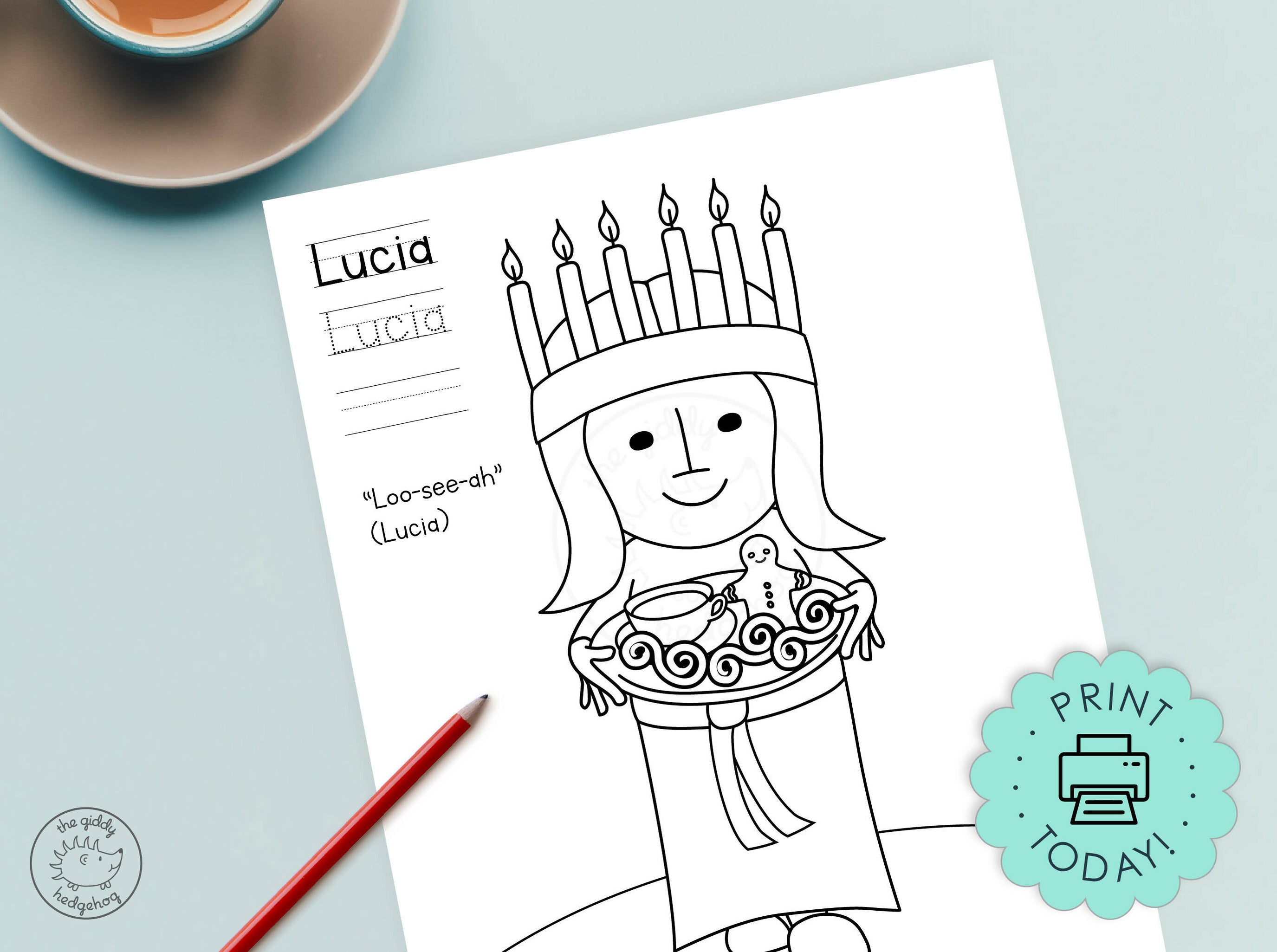 DIY Printable St Lucia Coloring Page, Swedish Kids, Saint Lucia, Sa...