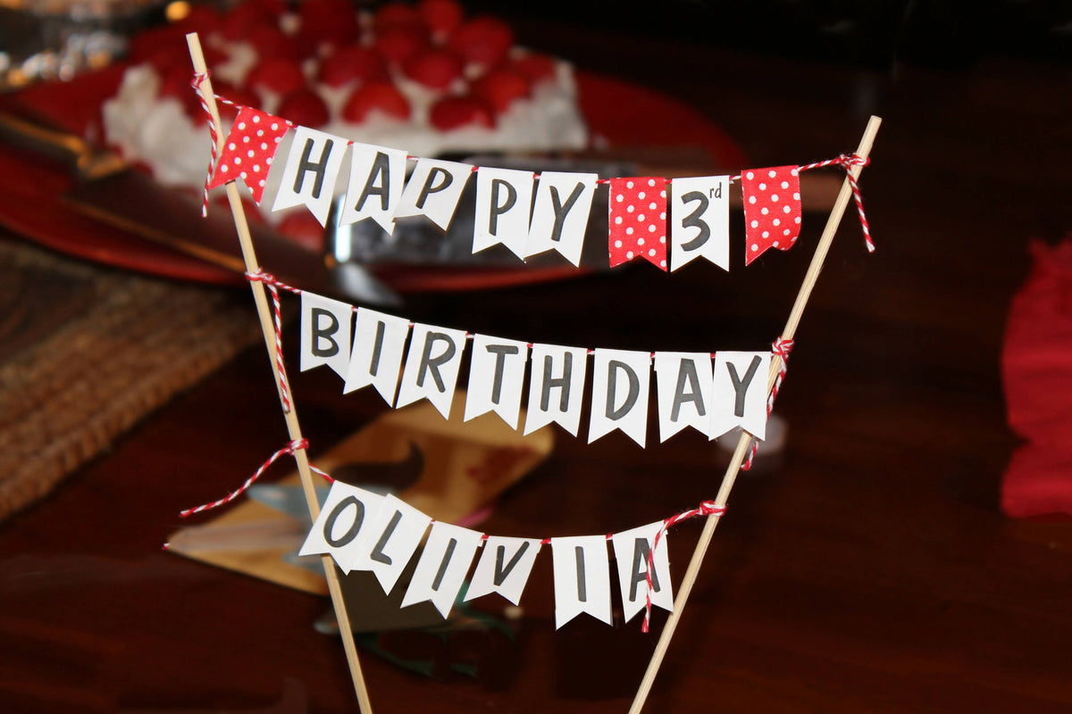 Bunting Cake Topper, Birthday Cake Topper, Happy Birthday Cake, Bir...