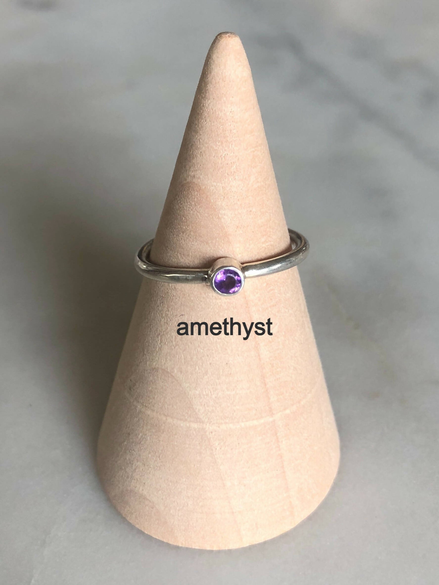 sterling silver gemstone stack rings with tube setting hand made